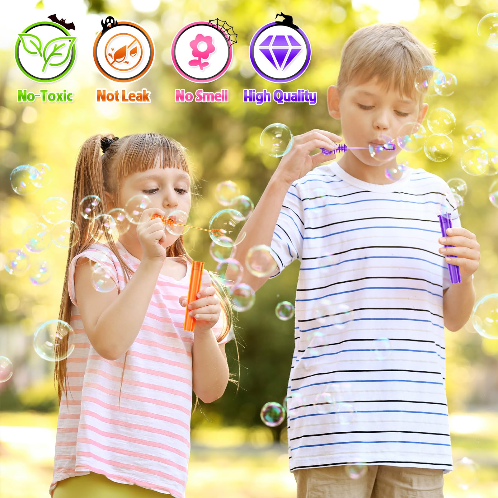 SpringFlower 200 PCS Halloween Mini Bubble Wands, Halloween Party Favor for Kids Trick Or Treating, Halloween Goodie Bag Fillers, School Classroom Rewards, Halloween Toys Gifts for Kids