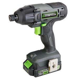 genesis g20max glid20b 20v cordless 1/4" impact driver with battery and charger 2.0ah, 1600 in-lbs, 2 year warranty