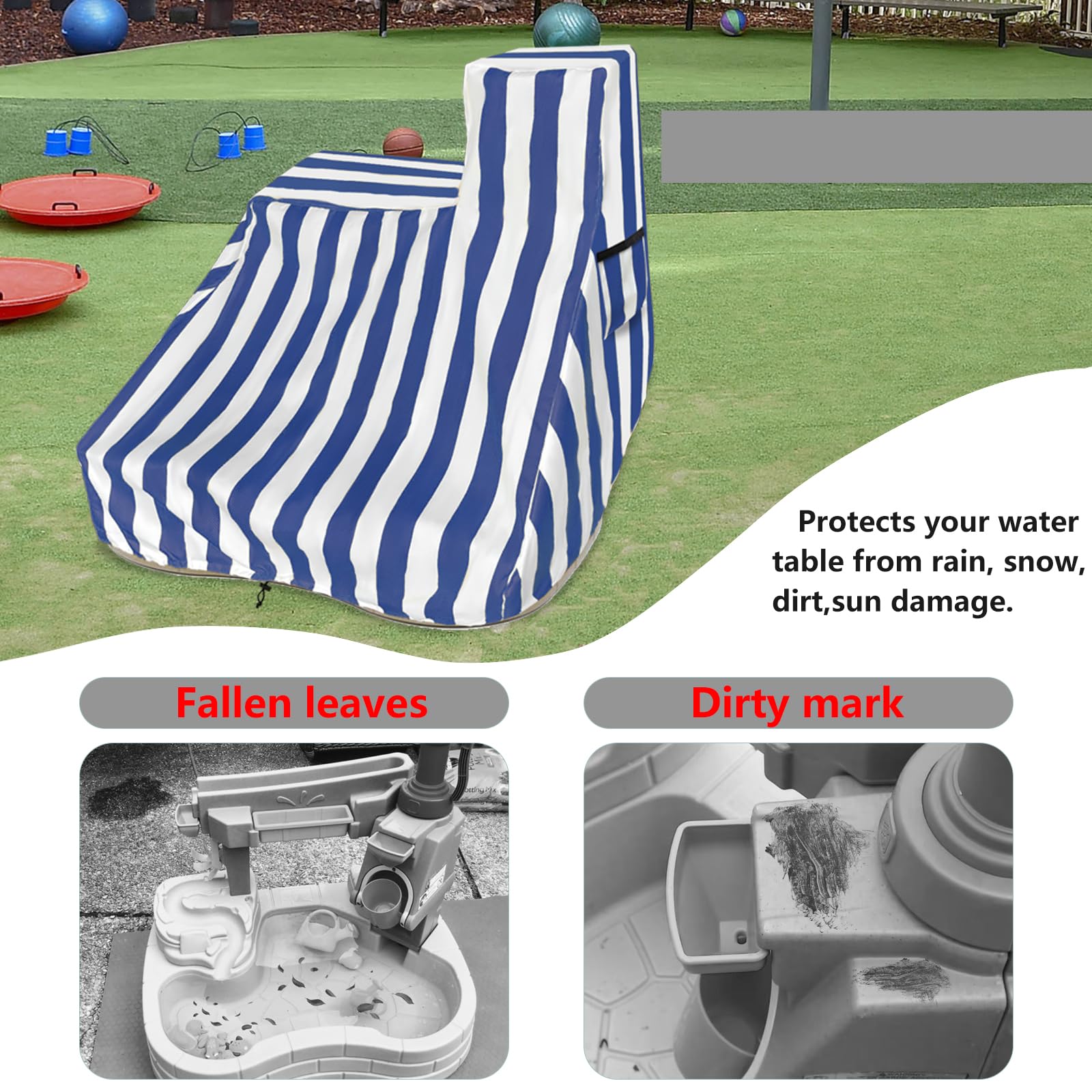 Sobana Kids Water Table Cover for Step 2 Pump & Splash Discovery Pond Water Table,Waterproof Dust Proof Anti-UV Outdoor Kids Water Sensory Table Pool Cover(Cover only,Blue)