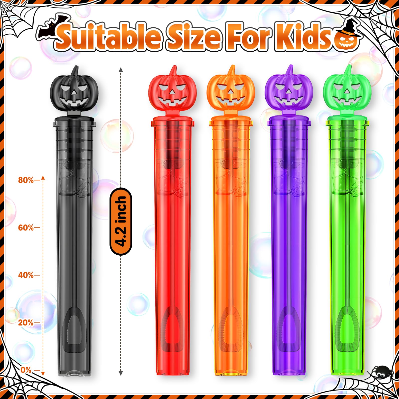 SpringFlower 200 PCS Halloween Mini Bubble Wands, Halloween Party Favor for Kids Trick Or Treating, Halloween Goodie Bag Fillers, School Classroom Rewards, Halloween Toys Gifts for Kids