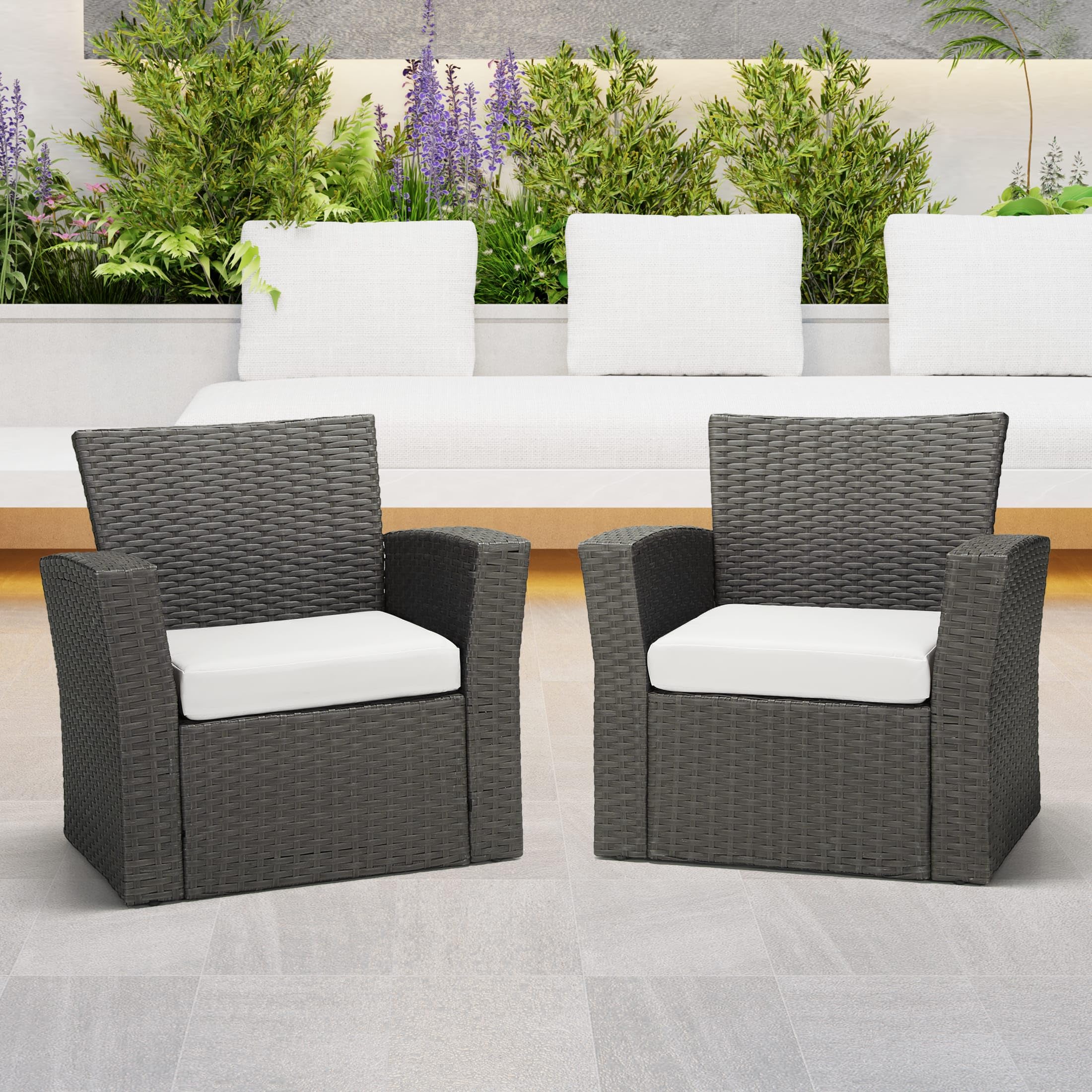 WestinTrends Solace Outdoor Patio Furniture Seat Chair Square Cushions Set of 2, 20" x 19", White