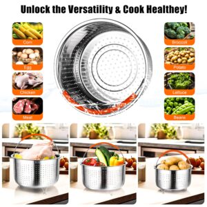 GREATLINK Food Steamer for Cooking, Vegetable Steamer Basket for Instant Pot Accessories 3 Qt, Stainless Steel Steamer Basket for Pot, Veggie, Fish, Seafood, Egg, Pasta, Dumpling Steamer with Handle (3 Qt - Steamer Basket)