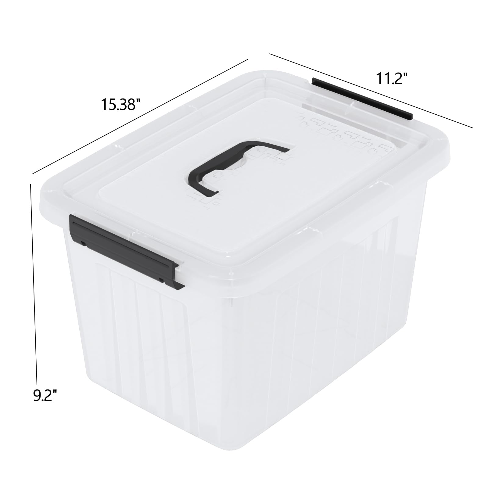 Lasbily 4 Packs 20 L Clear Plastic Storage Bins, Stackable Organizer Containers with Lids, Latching Box with Handle