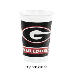 Georgia Bulldog Party Supplies 76 Pcs Complete University Set:Disposable Paper 9" Luncheon Plates,7" Dessert Plates,Large Napkins,20oz Plastic Cups. Bulk for 16 Guests.Tailgate,Football,Graduation