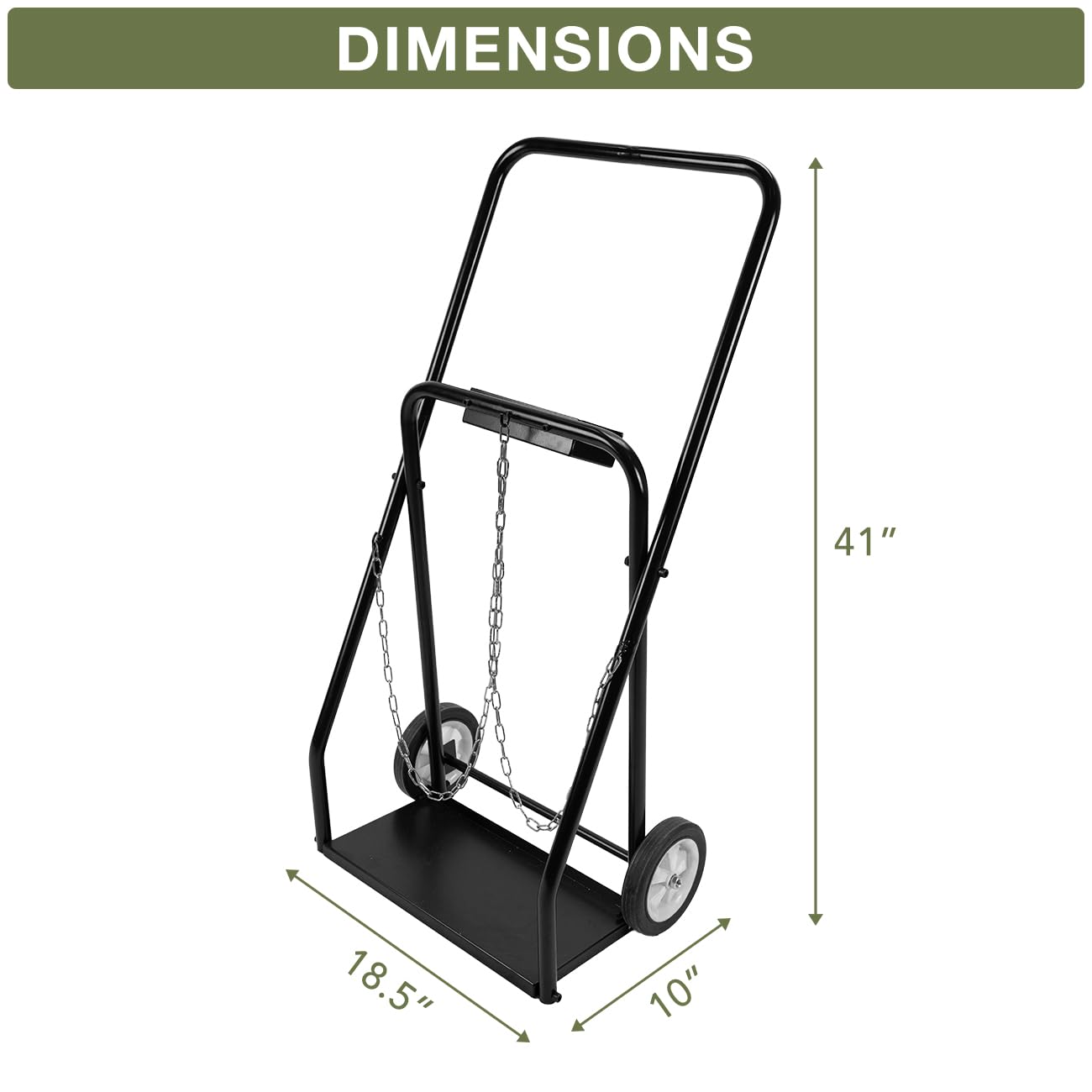 biosp Welding Cylinder Cart with Two 6'' Solid Rubber Wheels, Heavy Duty Torch Cart with 2 Hinges, 285 lbs Load Capacity Gas Oxygen Bottle Acetylene Tank Hand Truck, 41''H x 18.5''W x 10''D, Black