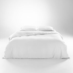 olive + crate luxury 100% lyocell eucalyptus duvet cover set queen size, tencel 3pc vegan bedding set, soft white cooling duvet cover for hot sleepers & 2 pillowcases, white snow (90" x 88")