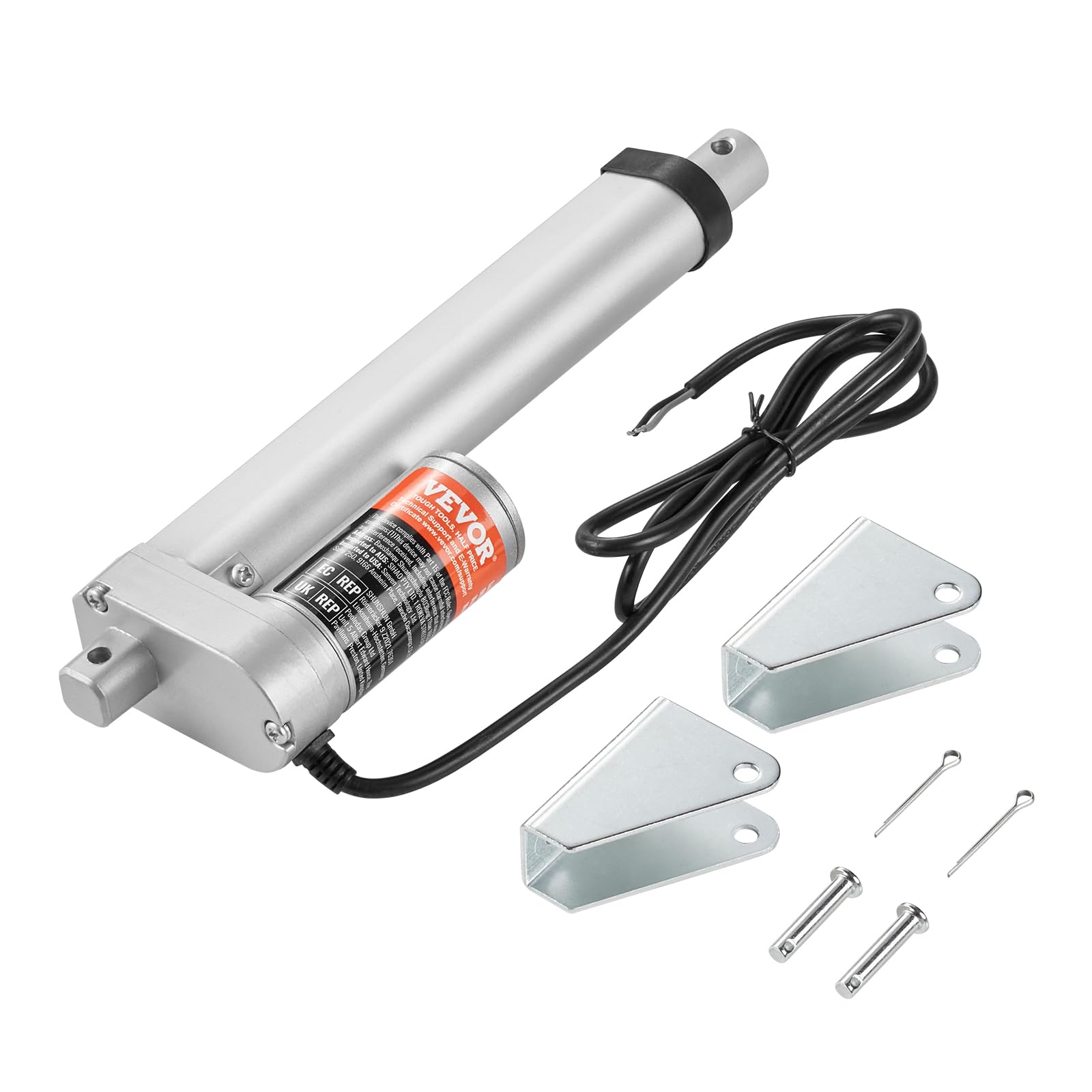 VEVOR Linear Actuator 12V, 6 Inch High Load 330lbs/1500N Linear Actuator, 0.19"/s Linear Motion Actuator with Mounting Bracket and IP54 Protection