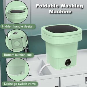 Portable Washing Machine, 11L Large Capacity Collapsible Mini Washing Machine, Foldable Washer and Dryer with Spin for Travel, Socks, Baby Clothes