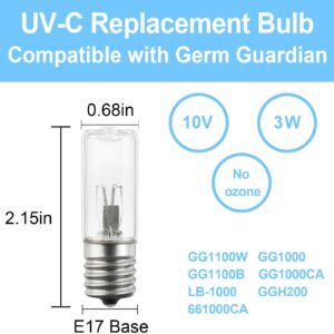 YEGRUEB UV-C Replacement Bulb 3W for Germ Guardian GG1000, GG1100B, GG1000CA, GG1100W,LB-1000, GGH200,661000CA(Pack of 4)