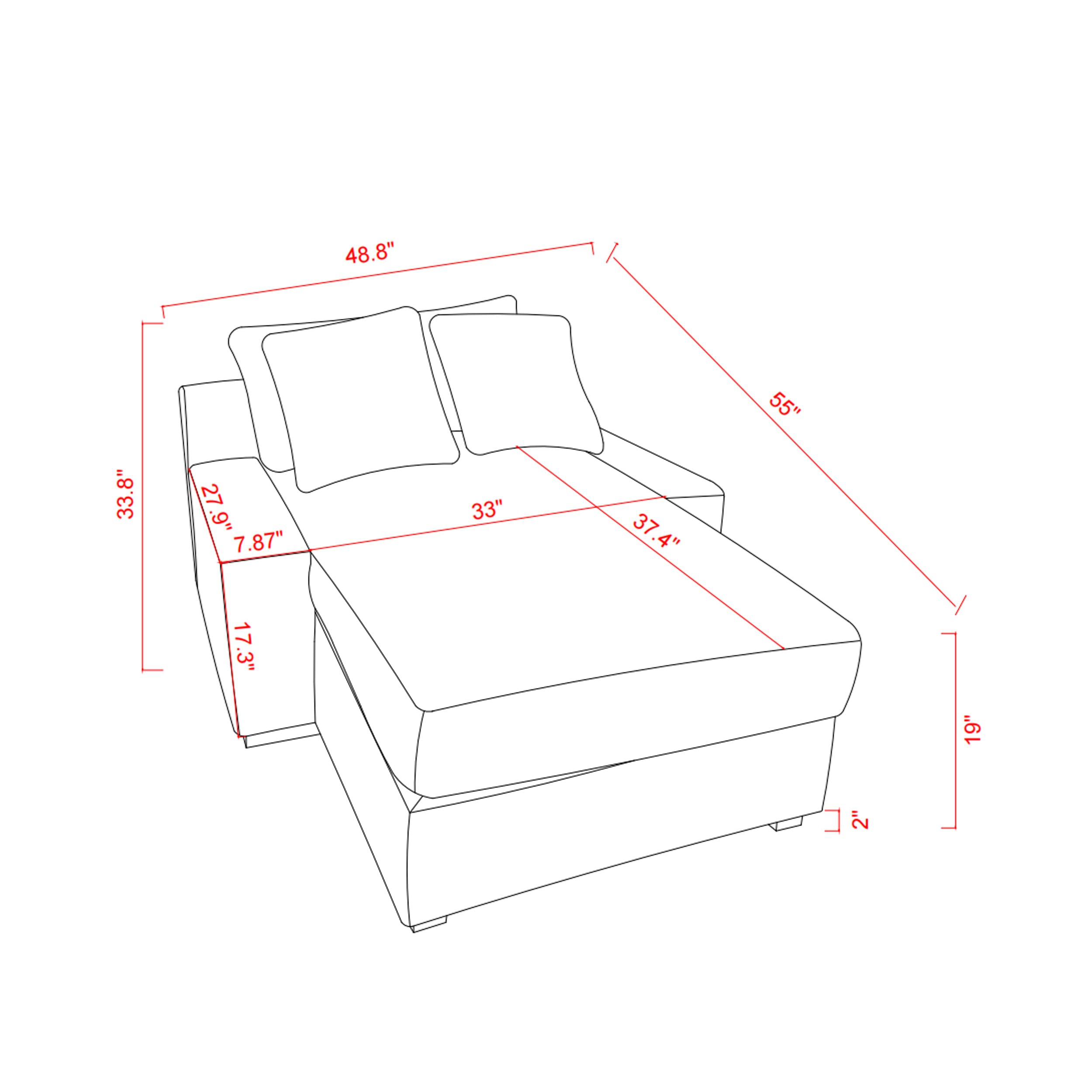 HanStrong Sofa Bed Sleeper Chair, 55"x48.8" Corduroy Single Couch Deep Seat Sofa Recliner with Back Pillow, 2 Toss Pillows for Living Room, Small Space, Bedroom, Apartment, Beige