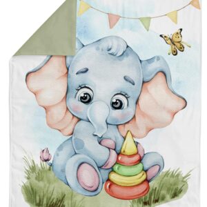 UNIQUE Baby Elephant Fabric Panel 29x39in, Quilting Panel, Baby Quilt Panel, Cotton Baby Panel, Blanket Panel, Sateen Cotton Fabric Panel for Quilting