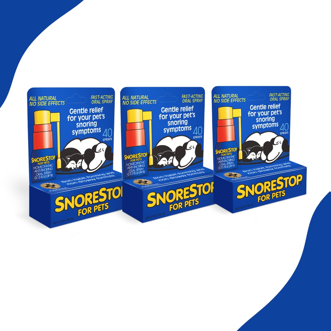 Snore Stop for Pets 40 Sprays 3 Pack I Natural Anti-Snoring Solution I Snore Relief for Dogs Cats I Stop Snoring Aid I Sleep Remedy I Help Stop Dog Snores I Anti-Snore Aid