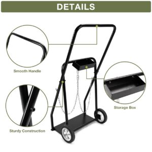 biosp Welding Cylinder Cart with Two 6'' Solid Rubber Wheels, Heavy Duty Torch Cart with 2 Hinges, 285 lbs Load Capacity Gas Oxygen Bottle Acetylene Tank Hand Truck, 41''H x 18.5''W x 10''D, Black