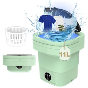 portable washing machine, 11l large capacity collapsible mini washing machine, foldable washer and dryer with spin for travel, socks, baby clothes