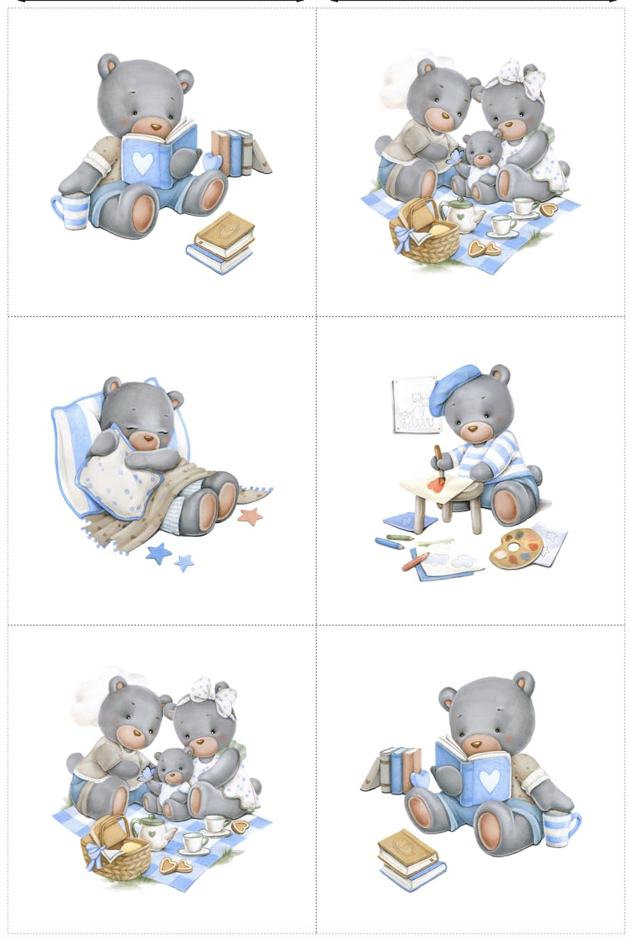 UNIQUE Baby Bear Fabric Panel Set (6 Panels, 12x12in Each), Quilting Panels, Baby Quilt Panels, Cotton Baby Panels, Blanket Panel, Cotton Fabric Panels for Quilting