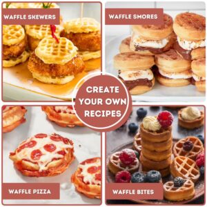 16 PCS Mini Waffle Maker Machine, Nonstick Waffles Iron Quick Heat-Up Surface, Simple & Easy Tiny Chaffle Baker for Home & Restaurants, Small Bites for Kids, Perfect for Breakfast, Desserts & Snacks