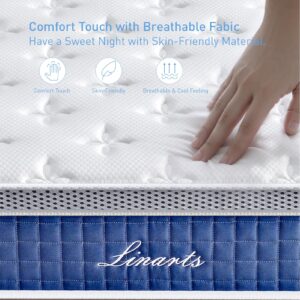 LINARTS Full Mattress, 12 Inch Full Size Hybrid Mattress in a Box with Pocket Spring & Soft Knitted Fabric for Comfort, Motion Isolation, Pressure Relief, Edge Support, Improve Sleep, Medium Firm