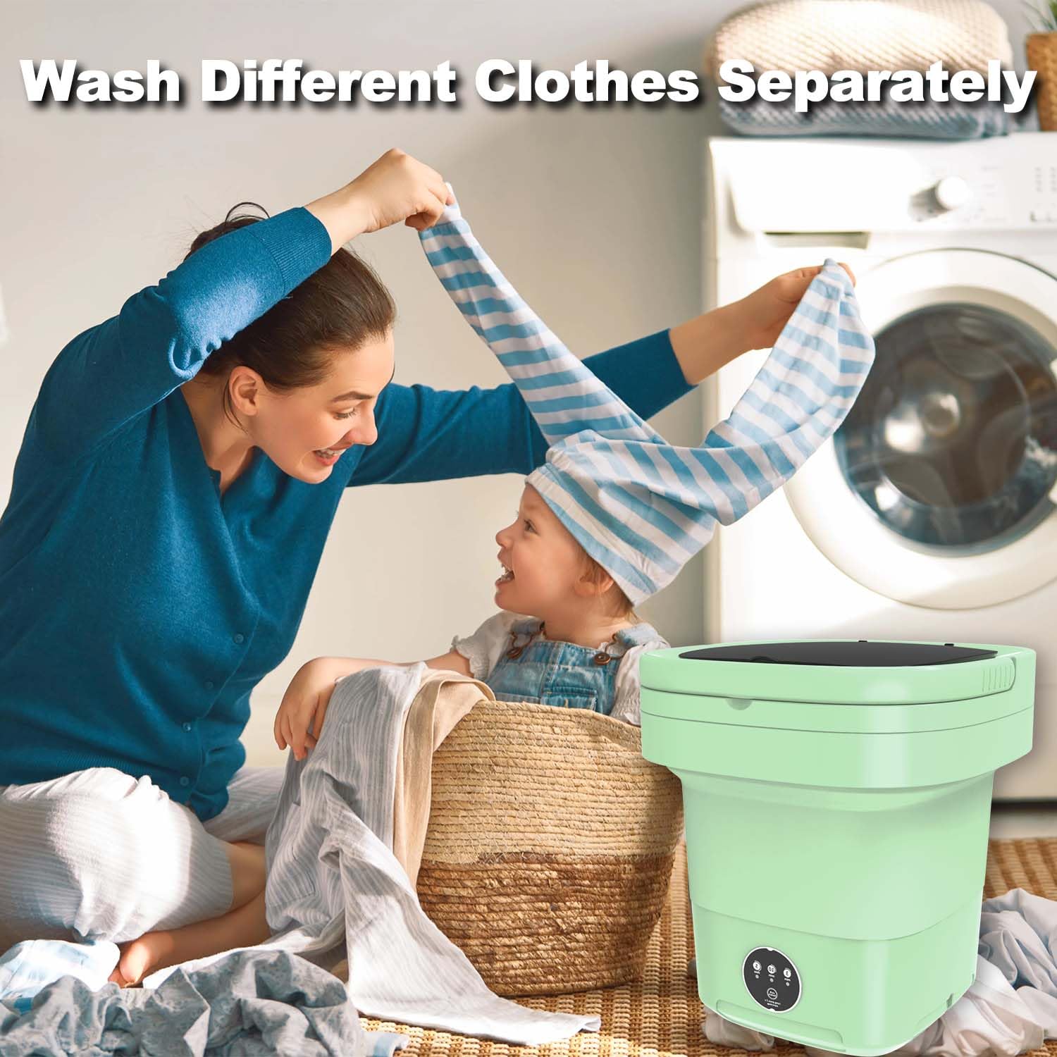 Portable Washing Machine, 11L Large Capacity Collapsible Mini Washing Machine, Foldable Washer and Dryer with Spin for Travel, Socks, Baby Clothes