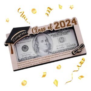 graduation gifts 2024 money holder, wooden graduation money cash envelope box for class of 2024 senior college university graduates