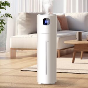 akelisye 9l/2.5gal large humidifiers for large bed room, ultrasonic cool mist top fill humidifier with 350ml/h large mist speed, remote, quiet tower humidifier for baby home plant yoga sleep office