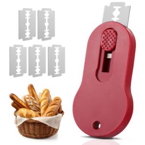 quald magnetic bread lame dough scoring tool - professional sourdough scoring tool for sourdough bread baking & bread making tools (red)