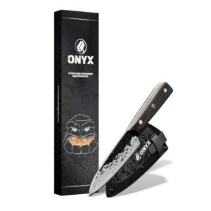 the cooking guild - petty knife - 67 layers japanese damascus steel - comfortable g10 handle - includes protective onyx sheath - perfect for professional chefs and home cooks