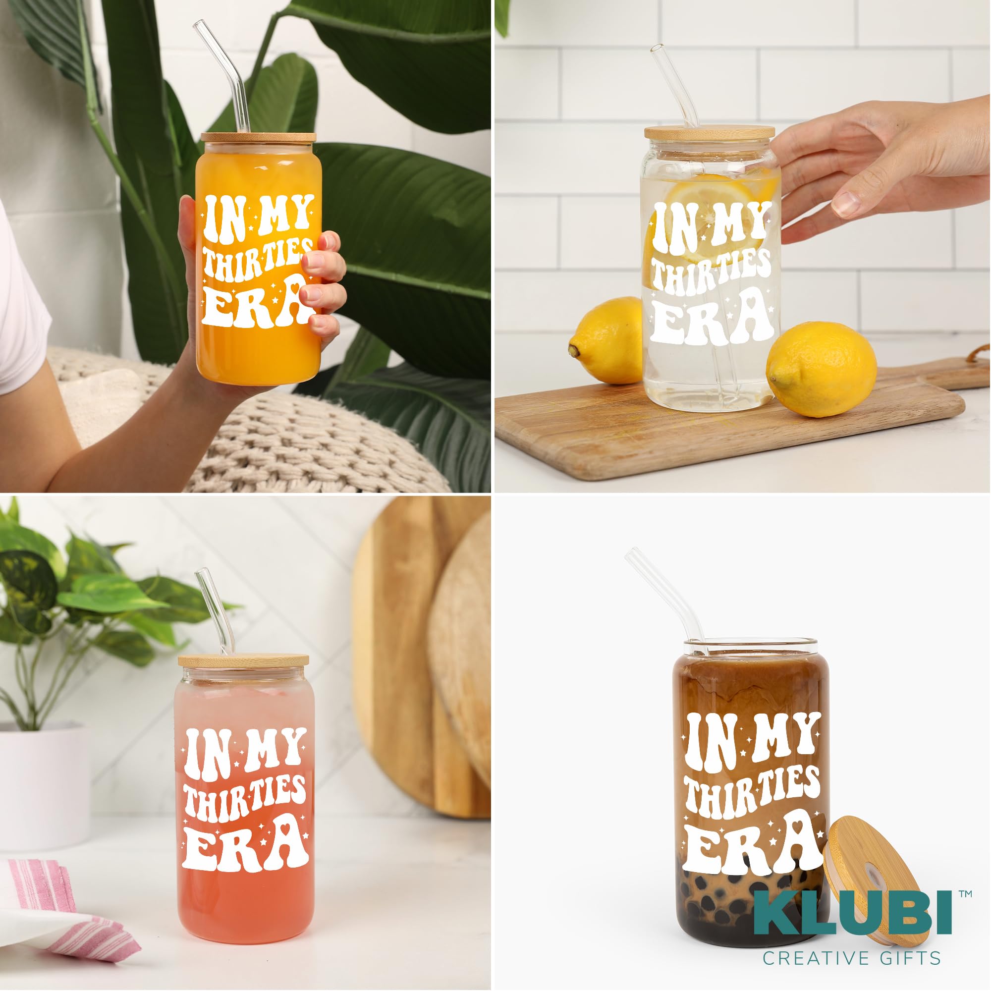 KLUBI 30th Birthday Gifts for Her - In My Thirties Era 16 Ounce Glass Cup 30th Birthday Gifts for Women In My 30s Era Gifts for Women 30s Happy 30th Birthday Decorations for Her 30 Birthday Cup