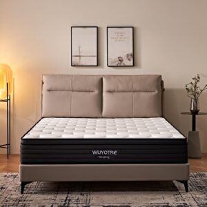 wuyotre king mattress, 10 inch king size hybrid mattress in a box,cooling memory foam bed mattresses with independent spring,soft and breathable,back pain relief,certipur-us,medium