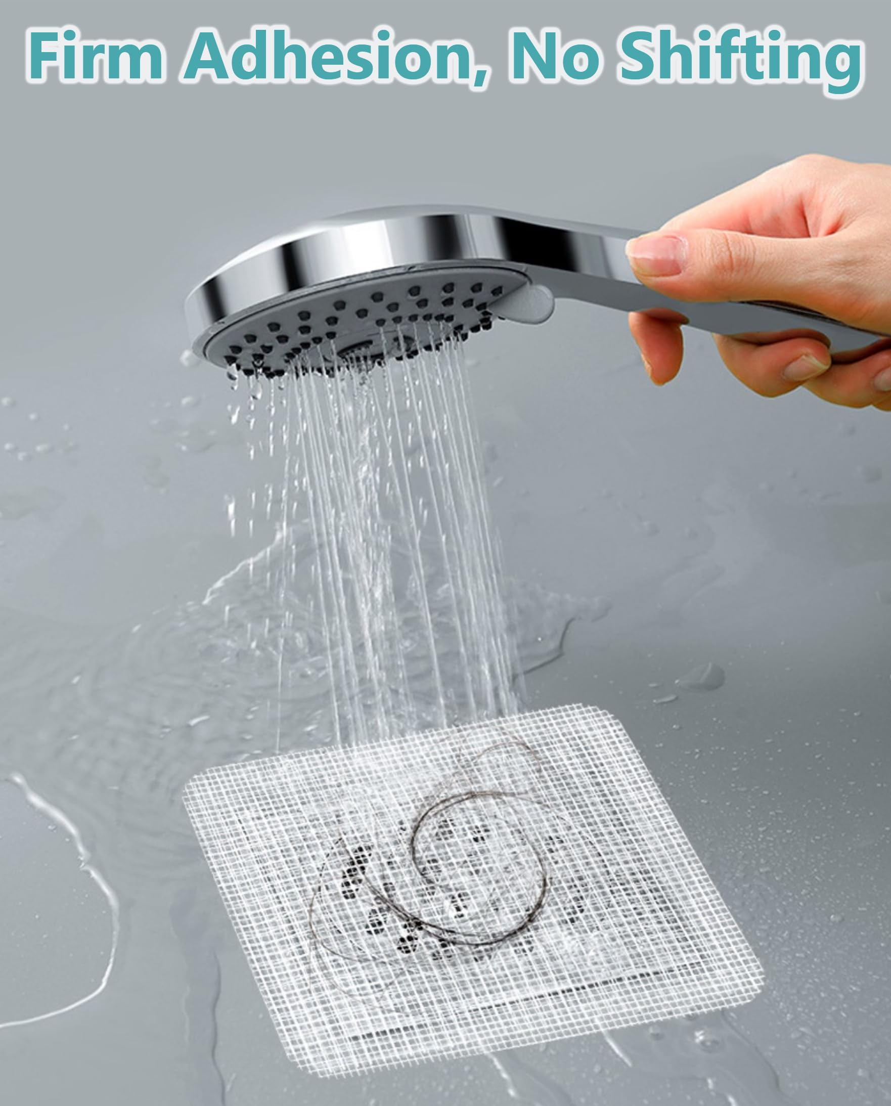 Yempum Disposable Shower Drain Hair Catcher 50 Pack Square Disposable Drain Hair Catcher Drain Covers Bathroom Laundry Bathtub Kitchen Sink Floor Drain Sticker for Human & Pet Hair 4" X 4"