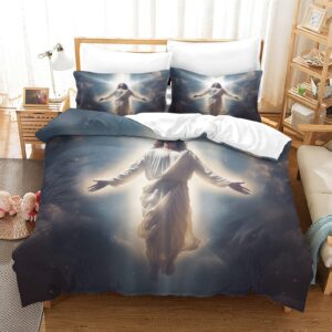 ergtt jesus quilt cover 3d printed beautiful angel for boys girls comforter covers duvet cover with pillow cases with zipper closure bedding set soft microfiber 3 pieces full（203x228cm）, style-2