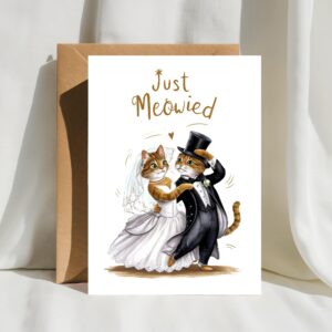 azluazlu just meowied card - cat royal wedding card funny - just married couples first dance - cat lover gift - marriage card - funny cat card - bride card - bridal party