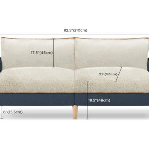 Woyomeub Couches for Living Room 82.5" Oversized 3 Seater Loveseat Sofa Teddy Fleece Fabric Sleeper Sofas