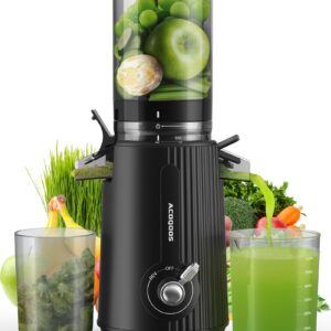 ACOQOOS Juicer Machines, Cold Press Juicer Whole Fruit and Vegetable with 4.3" Feeding Chute, Easy to Clean Juicers with 2 Cups, Masticating Juicer Black