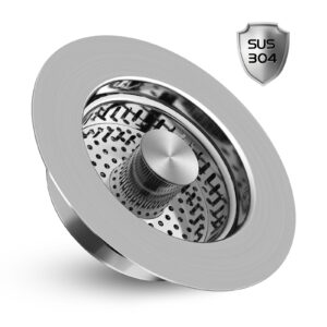 nilehome kitchen sink drain strainer, 3 in 1 sink strainer stopper fits us standard 3-1/2" drains sink strainer with 304 stainless steel pop ups anti-blocking anti-rust high temperature resistant