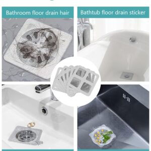 Yempum Disposable Shower Drain Hair Catcher 50 Pack Square Disposable Drain Hair Catcher Drain Covers Bathroom Laundry Bathtub Kitchen Sink Floor Drain Sticker for Human & Pet Hair 4" X 4"