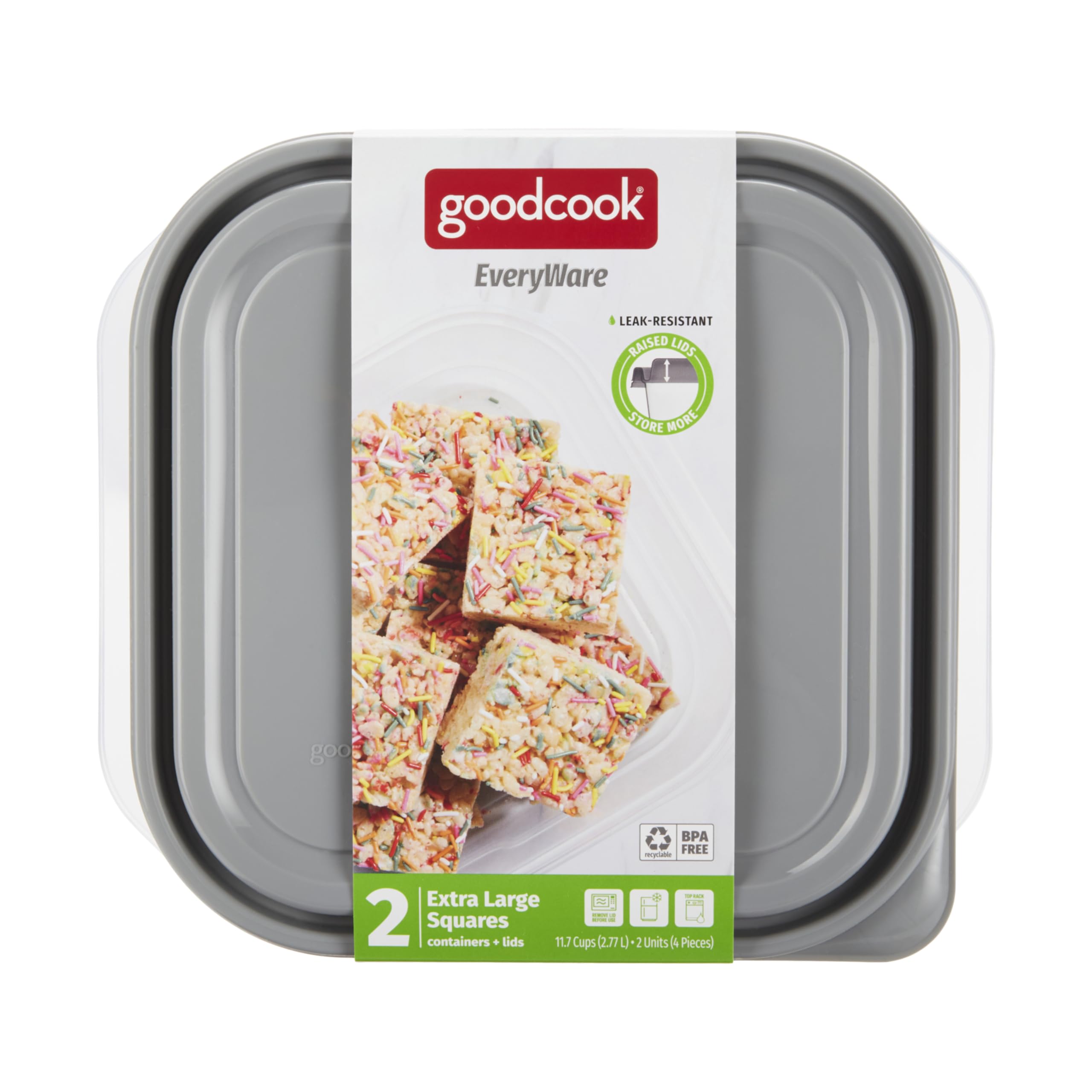 GoodCook EveryWare Extra Large Square Container 2 pack, BPA Free