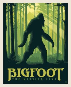 riley blake 36"" x 44"" panel bigfoot legends of the national parks the missing link fantasy cotton fabric panel (pd15063-panel), green