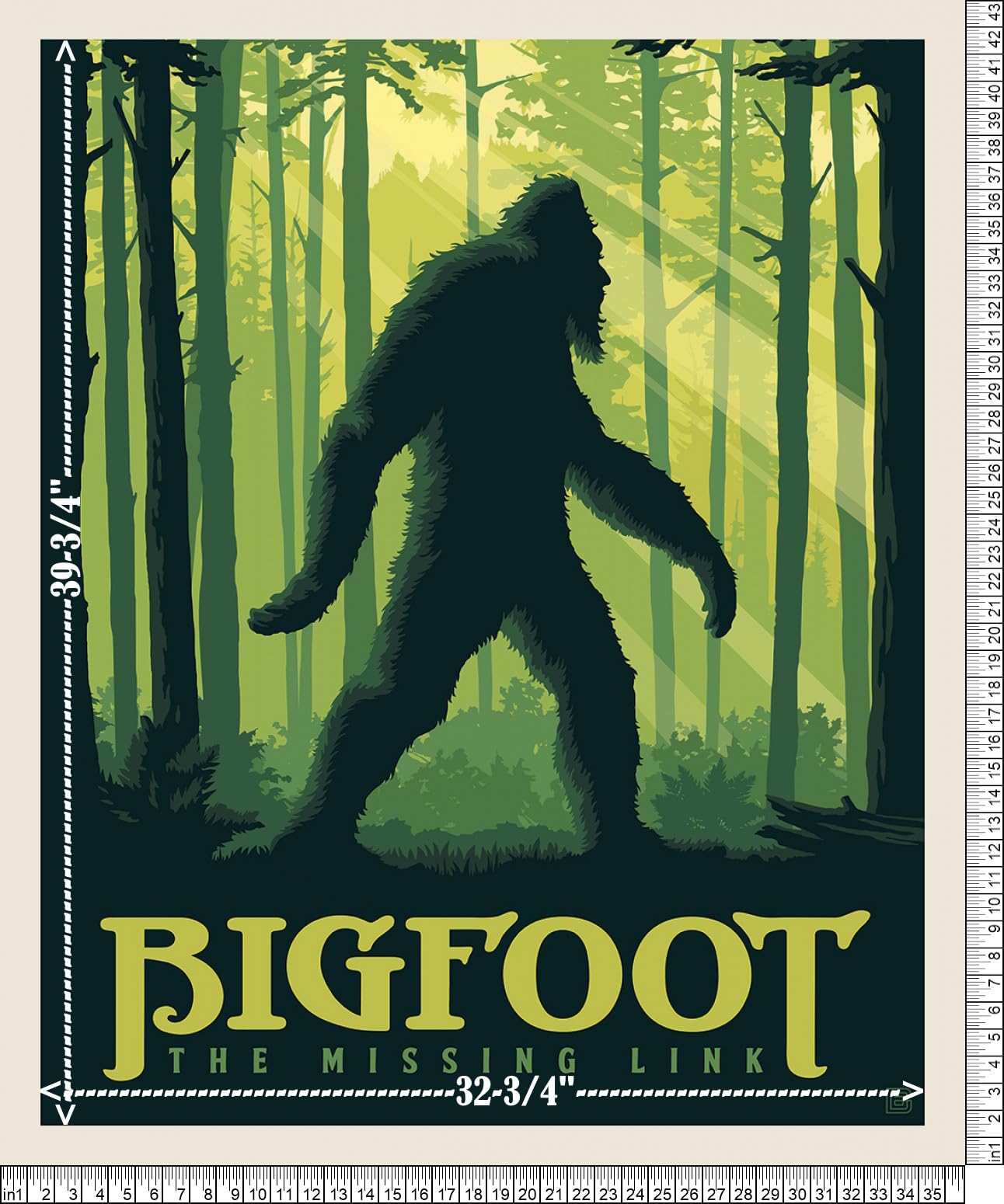 Riley Blake 36"" X 44"" Panel Bigfoot Legends of The National Parks The Missing Link Fantasy Cotton Fabric Panel (PD15063-PANEL), Green