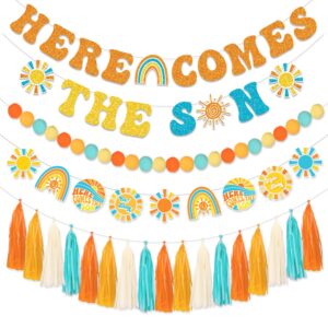 larrazabal here comes the son baby shower banner, here comes the son baby shower decor boy boho retro sunshine 1st birthday party supplies