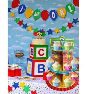 Zliisang Friend Street Cupcake Stand Cartoon Street Cupcake Toppers Birthday Party Supplies Birthday Table Decorations 3 Tier Cupcake Tower Tiered Dessert Stand Story Birthday Decorations