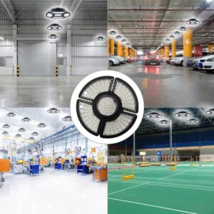 LED Garage Lights of Lens,300W Deformable Garage Ceiling Light 30000LM E26/E27 Basement Lights with 4+1 Adjustable LED Panels for Workshop, Shop, Garage, Warehouse(NO Motion Activated)