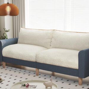 Woyomeub Couches for Living Room 82.5" Oversized 3 Seater Loveseat Sofa Teddy Fleece Fabric Sleeper Sofas