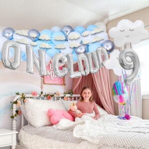 LaVenty Luxury Sliver On Cloud 9 Balloons On Cloud 9 Birthday Decoration 9 Birthday Decoration Nine Years Old Birthday Balloon On Cloud 9 Party Supplies Cloud Balloon