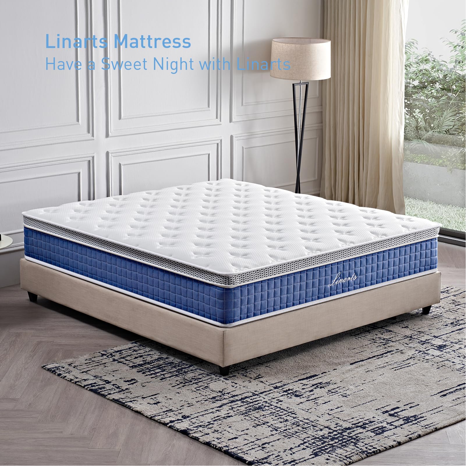 LINARTS Full Mattress, 12 Inch Full Size Hybrid Mattress in a Box with Pocket Spring & Soft Knitted Fabric for Comfort, Motion Isolation, Pressure Relief, Edge Support, Improve Sleep, Medium Firm