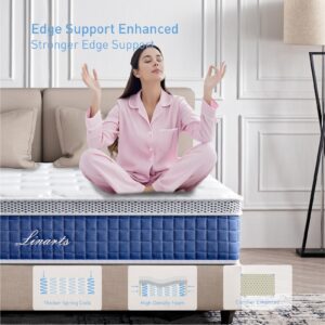 LINARTS King Mattress, 12 Inch King Size Hybrid Mattress in a Box with Pocket Spring & Soft Knitted Fabric for Comfort, Motion Isolation, Pressure Relief, Edge Support, Improve Sleep, Medium Firm