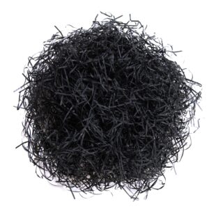 gloreyan 1/2lb halloween shredded paper filler black raffia paper crinkle cut tissue paper for gift wrapping basket filling birthdays party supply(black)