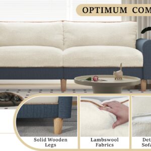 Woyomeub Couches for Living Room 82.5" Oversized 3 Seater Loveseat Sofa Teddy Fleece Fabric Sleeper Sofas