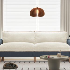 Woyomeub Couches for Living Room 82.5" Oversized 3 Seater Loveseat Sofa Teddy Fleece Fabric Sleeper Sofas