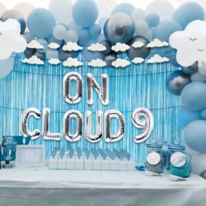 LaVenty Luxury Sliver On Cloud 9 Balloons On Cloud 9 Birthday Decoration 9 Birthday Decoration Nine Years Old Birthday Balloon On Cloud 9 Party Supplies Cloud Balloon