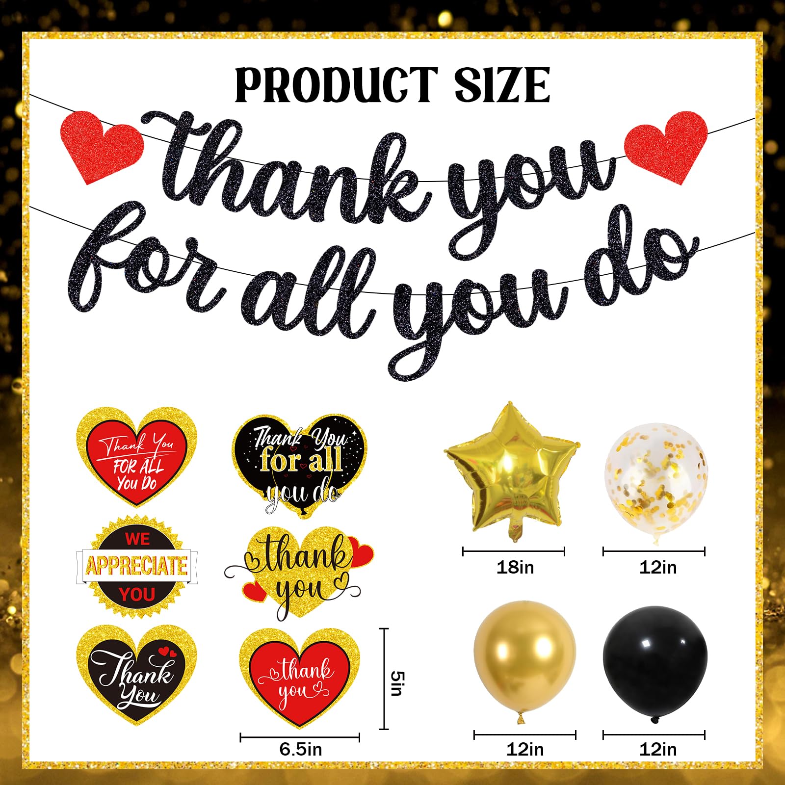 Wxiben Thank You Party Decorations - 22PCS Thank You for All You Do Banners Balloons Decorations Thank You Banners and Signs for Appreciation Party Thank You Employee Teacher Doctor Nurse Decorations